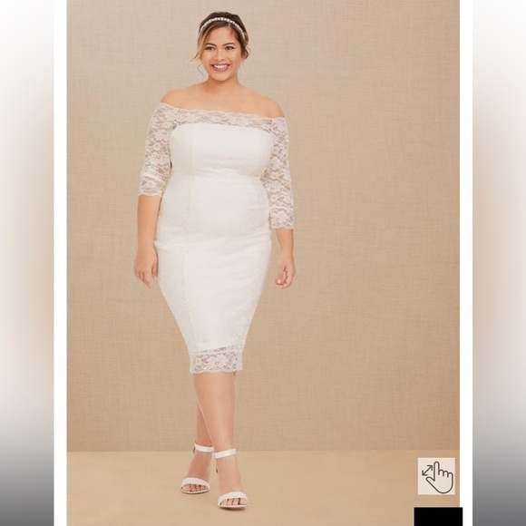 torrid | Dresses | Torrid Special Occasion Ivory Lace Off Shoulder Body ...